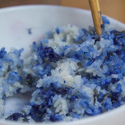 Pulut Inti (Steamed Glutinous Rice with Sweet Coconut Topping)